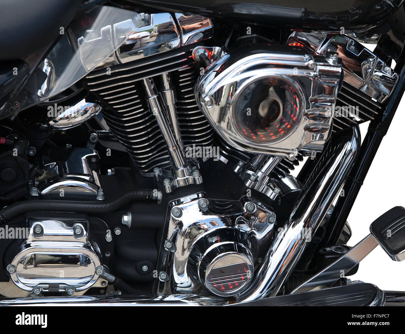 Closeup of a big shiny Motorcycle engine Stock Photo - Alamy