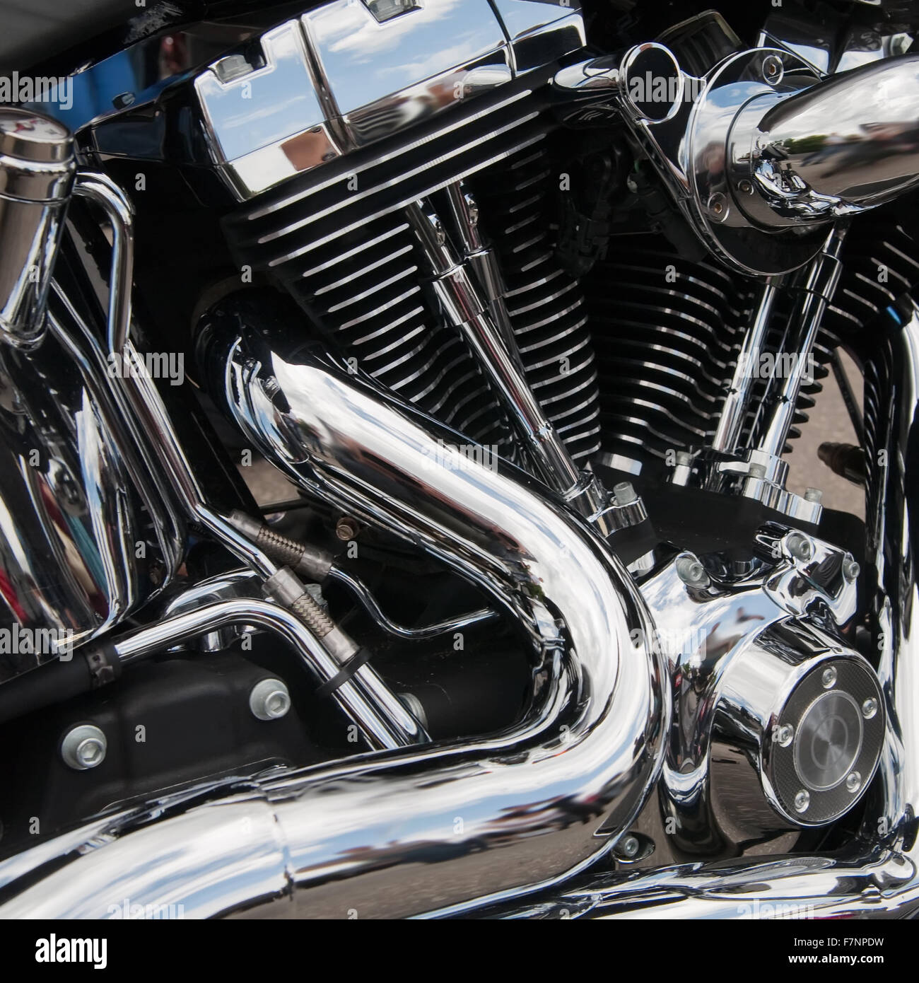 Closeup of a big shiny Motorcycle engine Stock Photo - Alamy