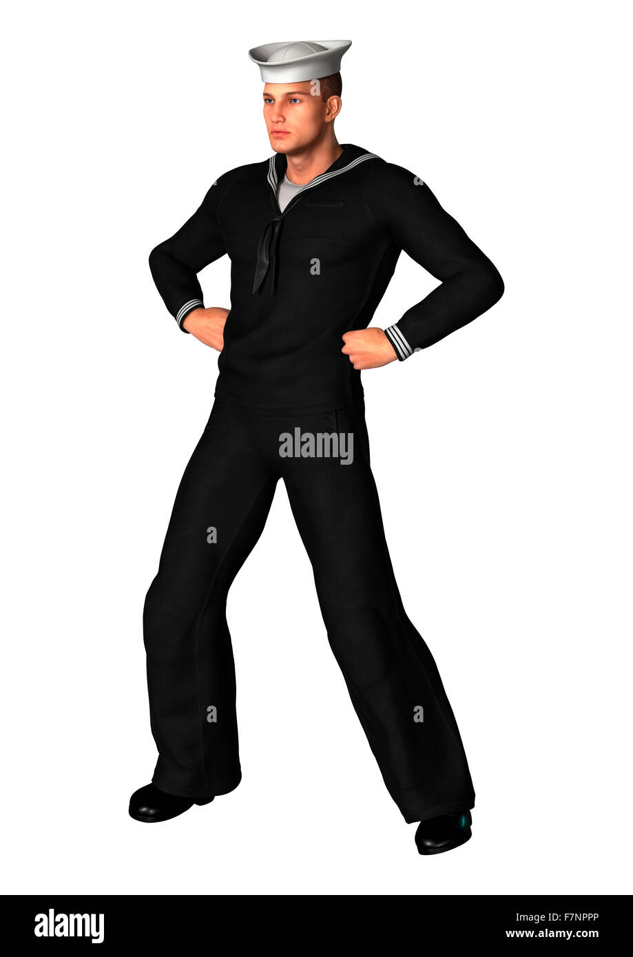 3D digital render of a young seaman isolated on white background Stock ...