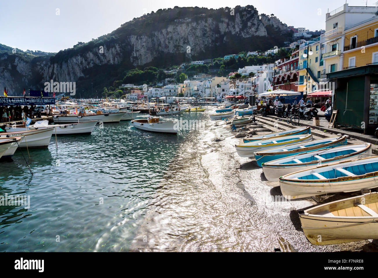 Italy, Capri, View of harbour Marina Grande Stock Photo - Alamy