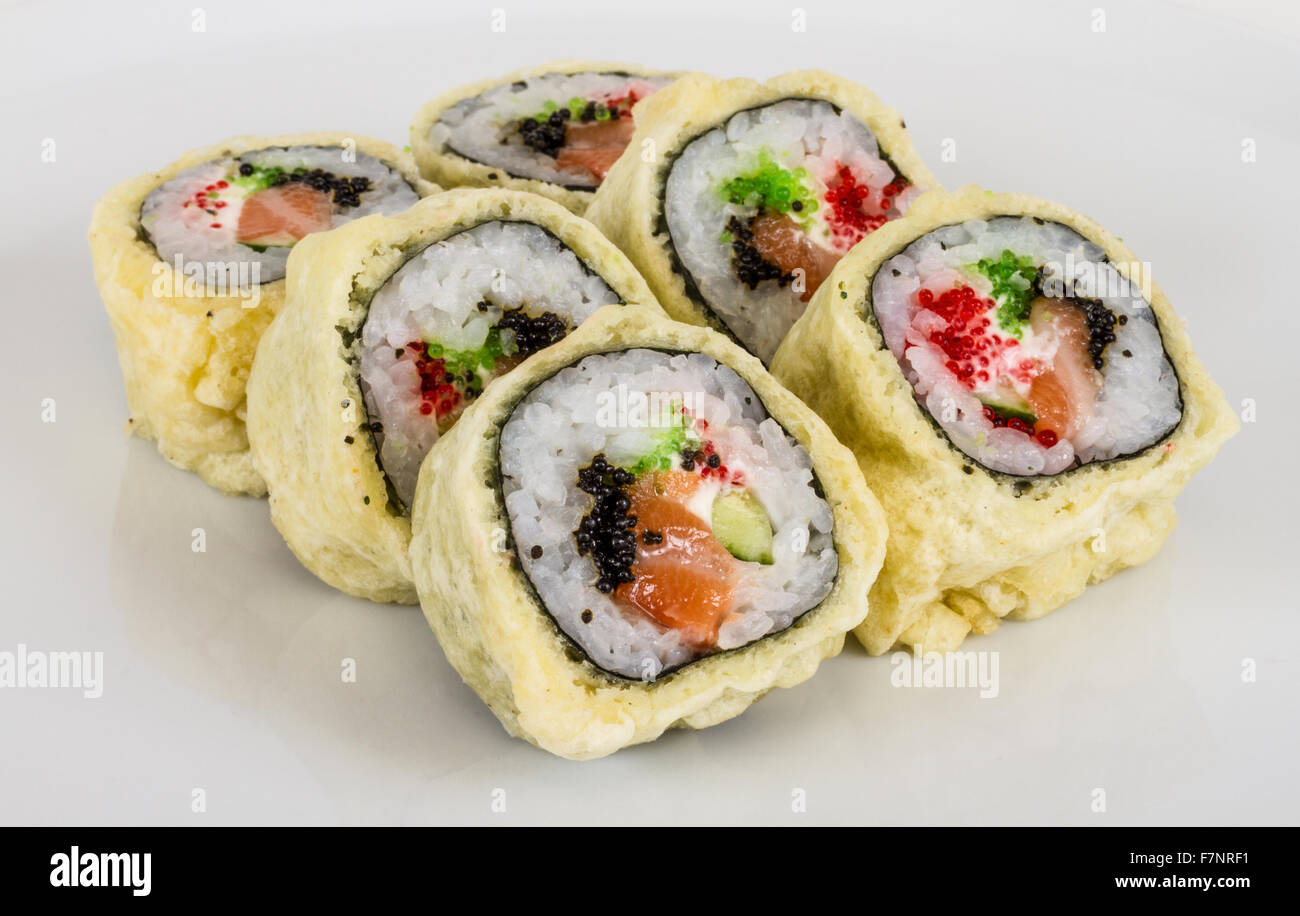 Japanese Cuisine -Tempura Maki Sushi (Deep Fried Roll made of salmon ...