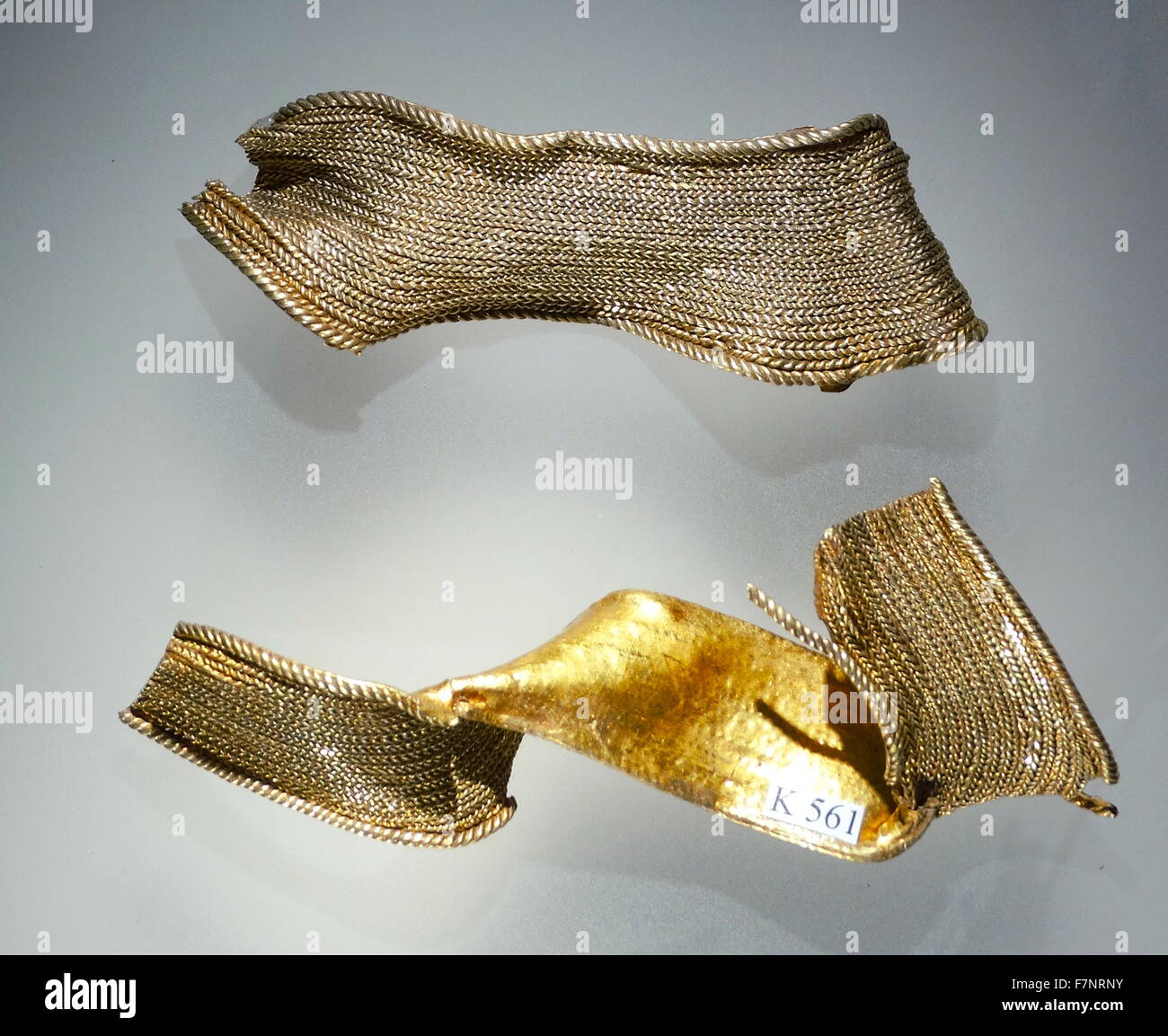 Pair of gold hilt collars from a sword, from the Staffordshire Hoard ...