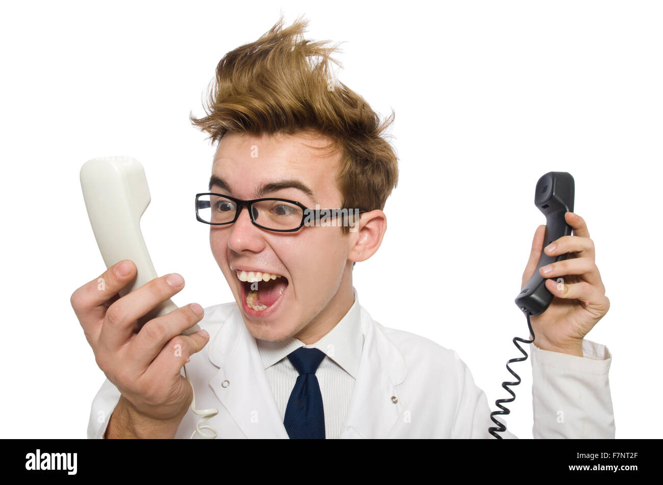 Funny doctor isolated on white Stock Photo - Alamy