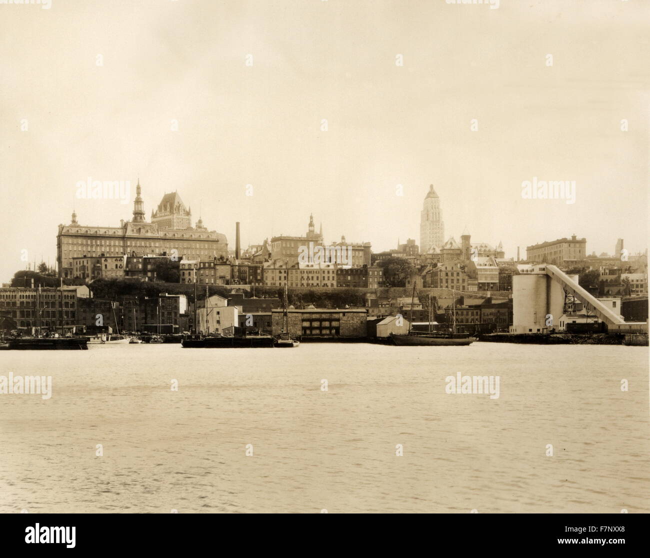 City skyline quebec canada 1930s vintage thirties hi-res stock ...