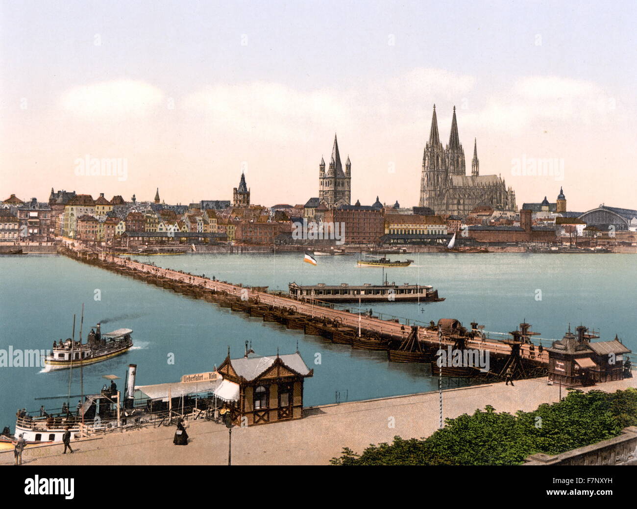 Pontoon bridge from Deutz, Cologne, Germany 1900 Stock Photo - Alamy