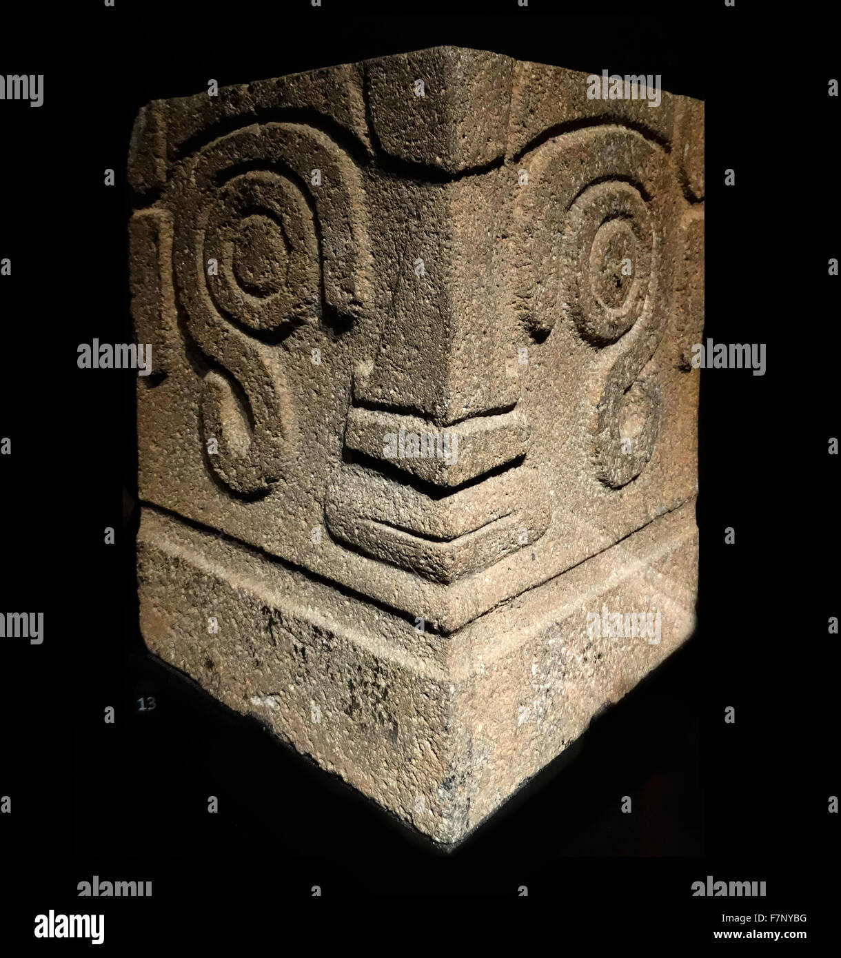 Stone block with anthropomorphic décor, from Mochica culture, Early ...
