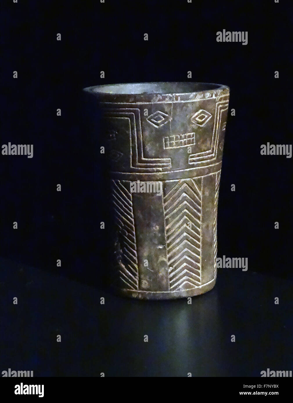 Wooden Incan ceremonial beaker from Bolivia, Peru. Dated 14th Century ...