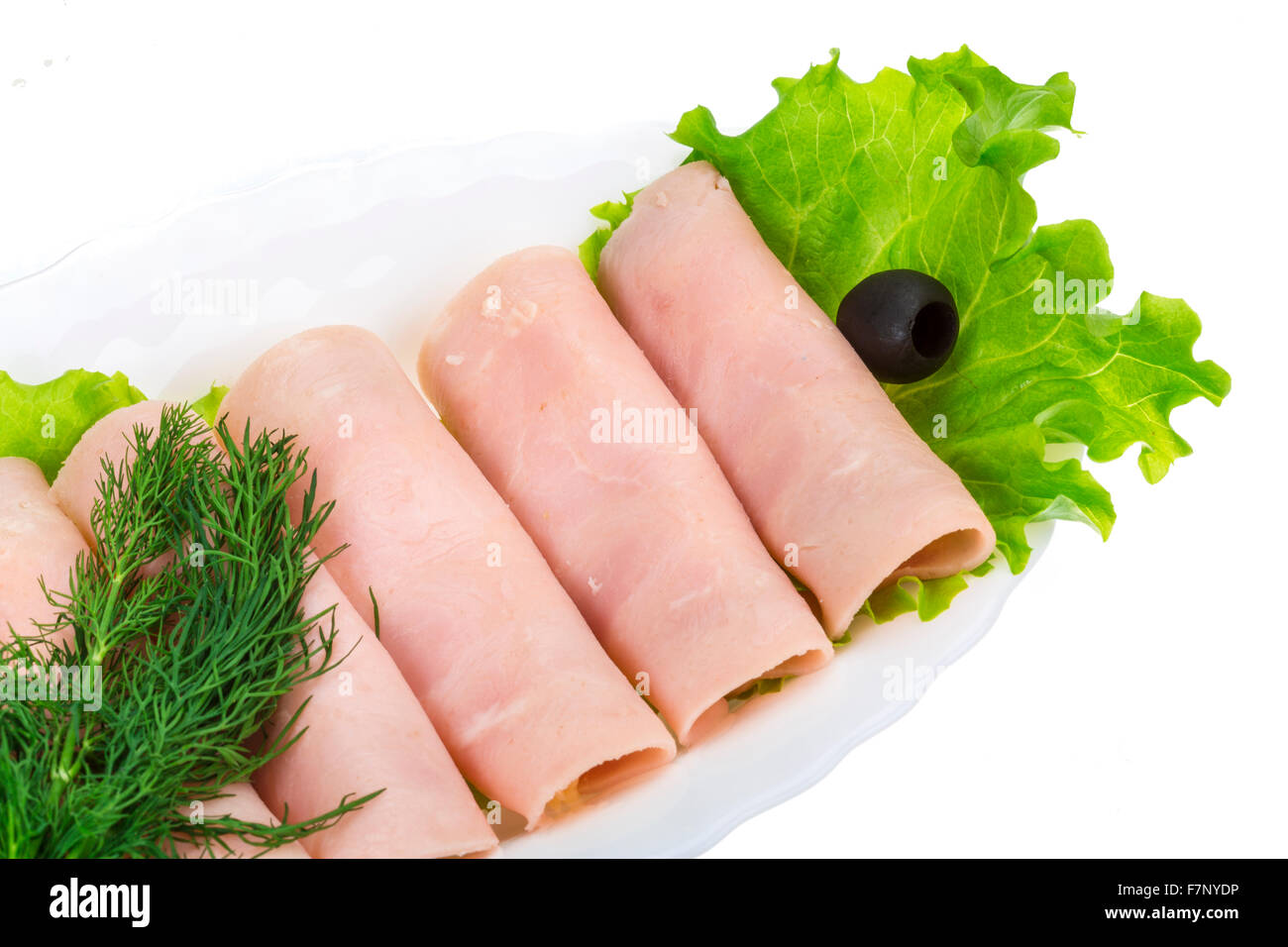 Ham roll with cheese isolated Stock Photo - Alamy