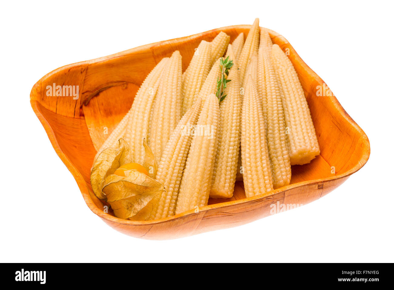 Baby corn with thyme Stock Photo - Alamy