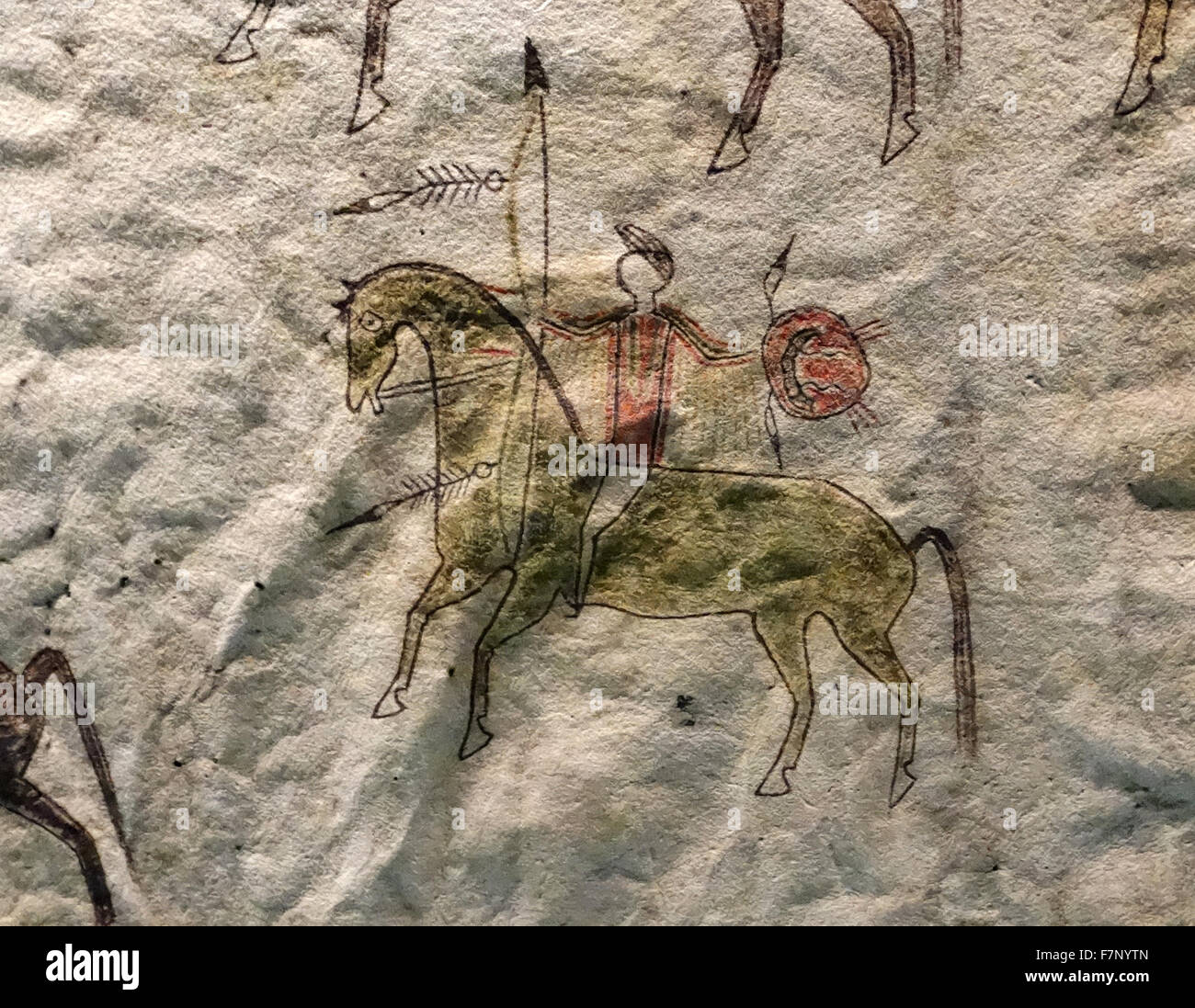Painted buffalo hide by the Lakota indigenous people of the Great ...
