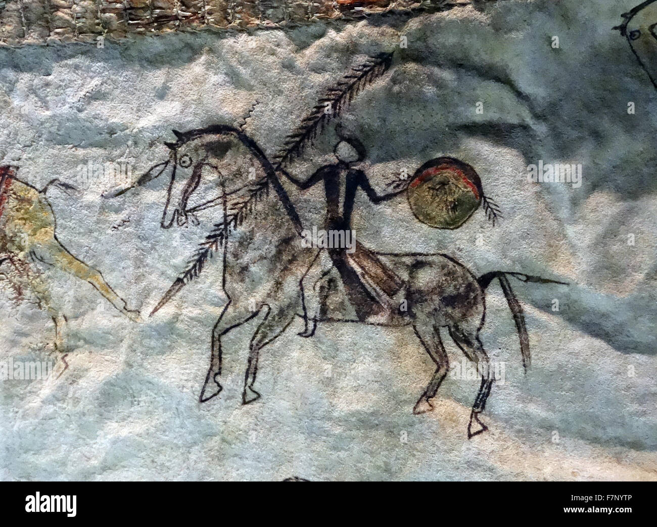 Painted buffalo hide by the Lakota indigenous people of the Great ...