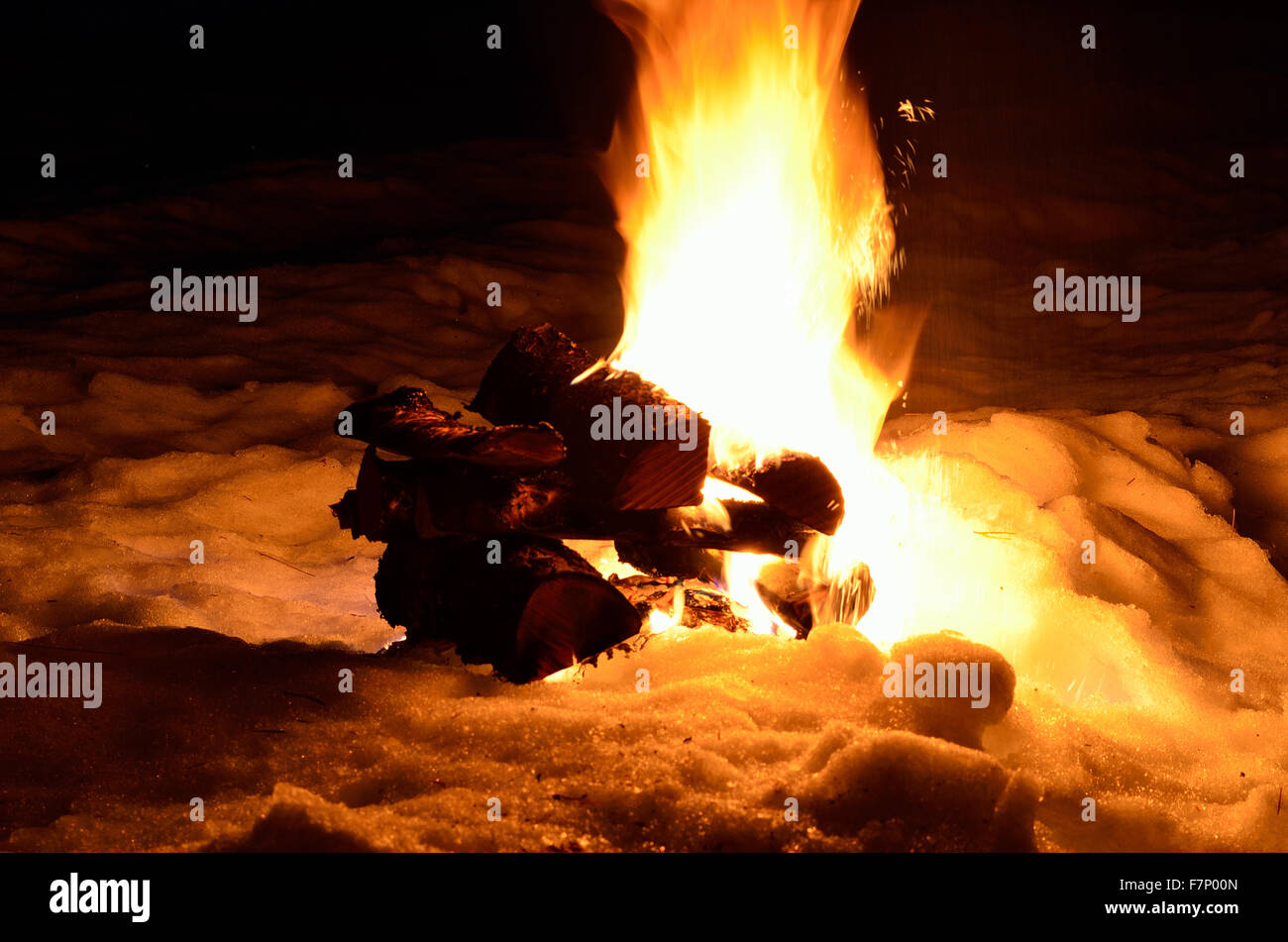 massive fire in winter snowy nature Stock Photo - Alamy