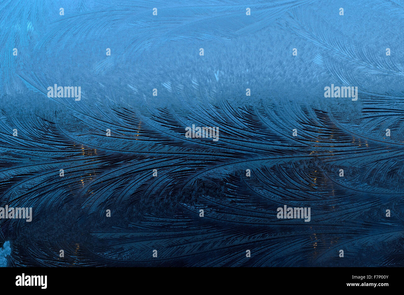 beautiful ice flower shapes and patterns on frost frozen window Stock ...