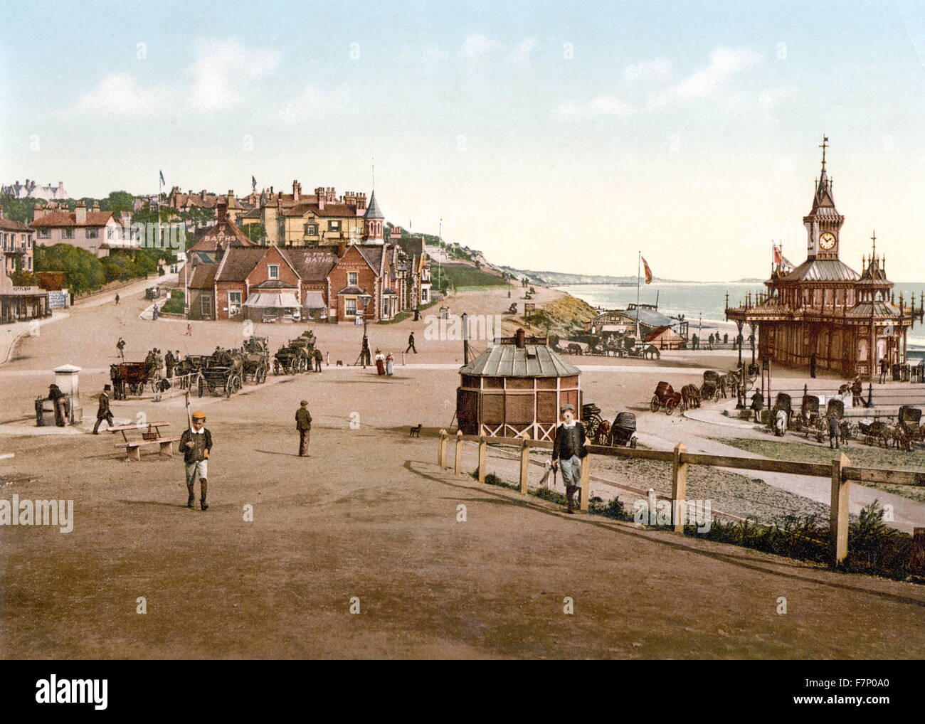 Entrance to the harbor and beach, Bournemouth, England 1895 Stock Photo ...