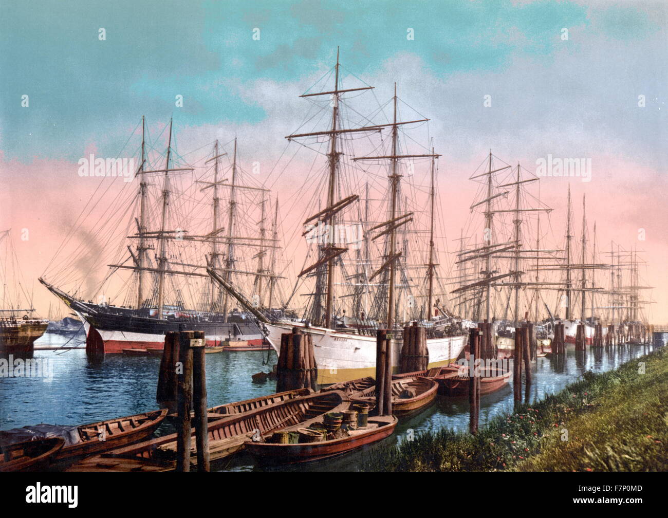 Ships in the Harbor, Hamburg, Germany 1890 Stock Photo - Alamy