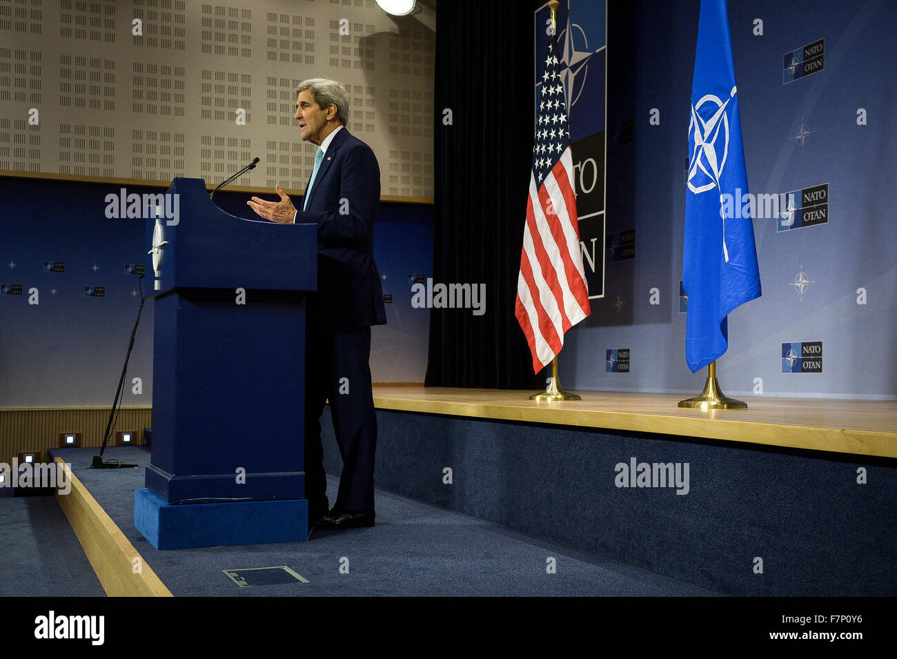 Brussels, Belgium. 2nd December, 2015. US Secretary of State John Kerry ...