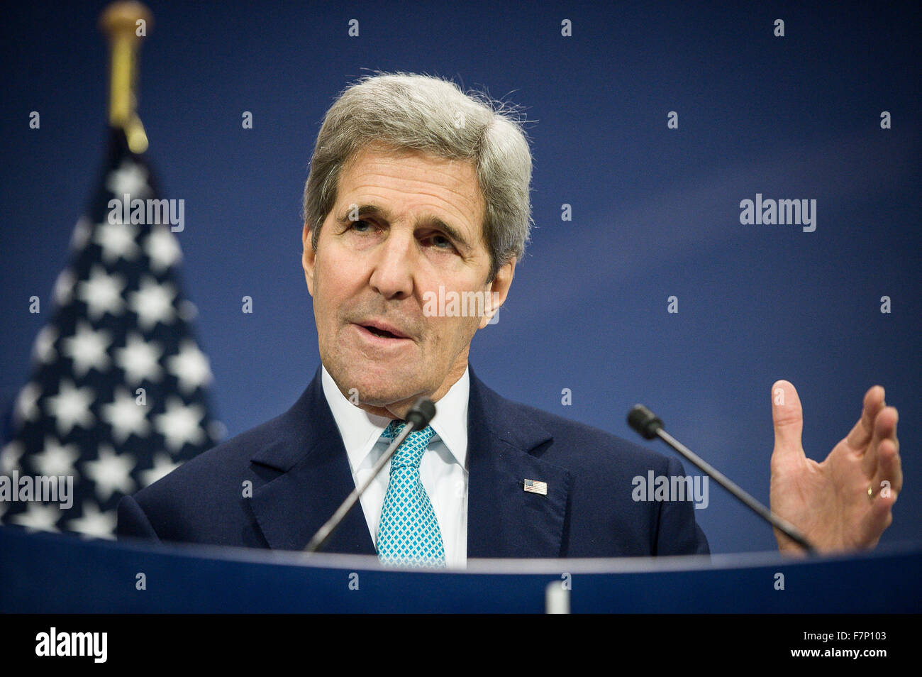 Brussels, Belgium. 2nd December, 2015. US Secretary of State John Kerry ...