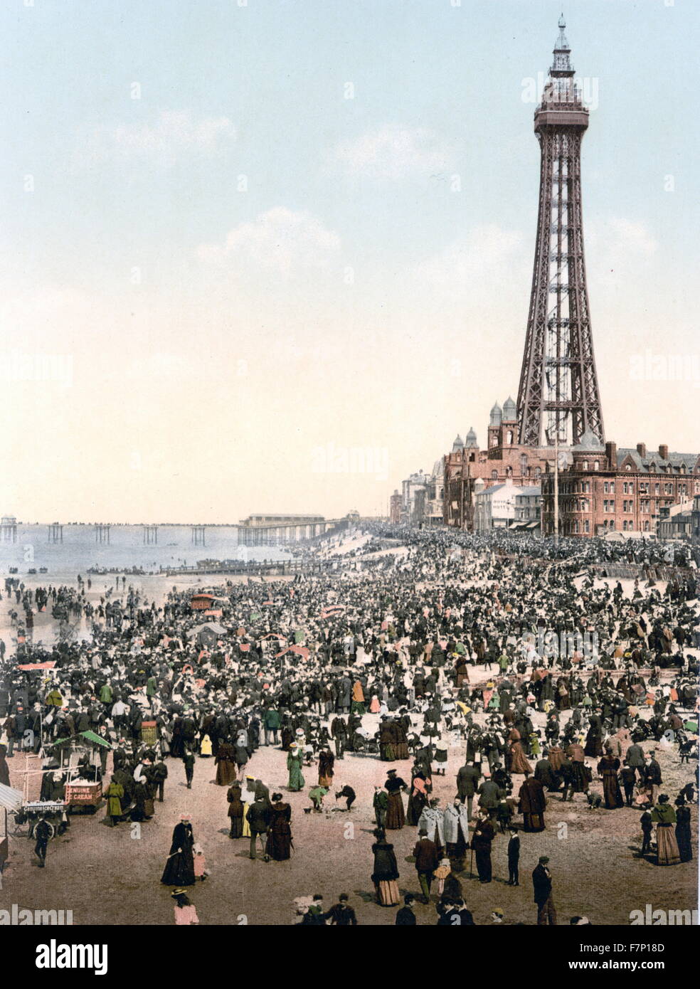 The tower with beach, Blackpool, England 1890 Stock Photo - Alamy