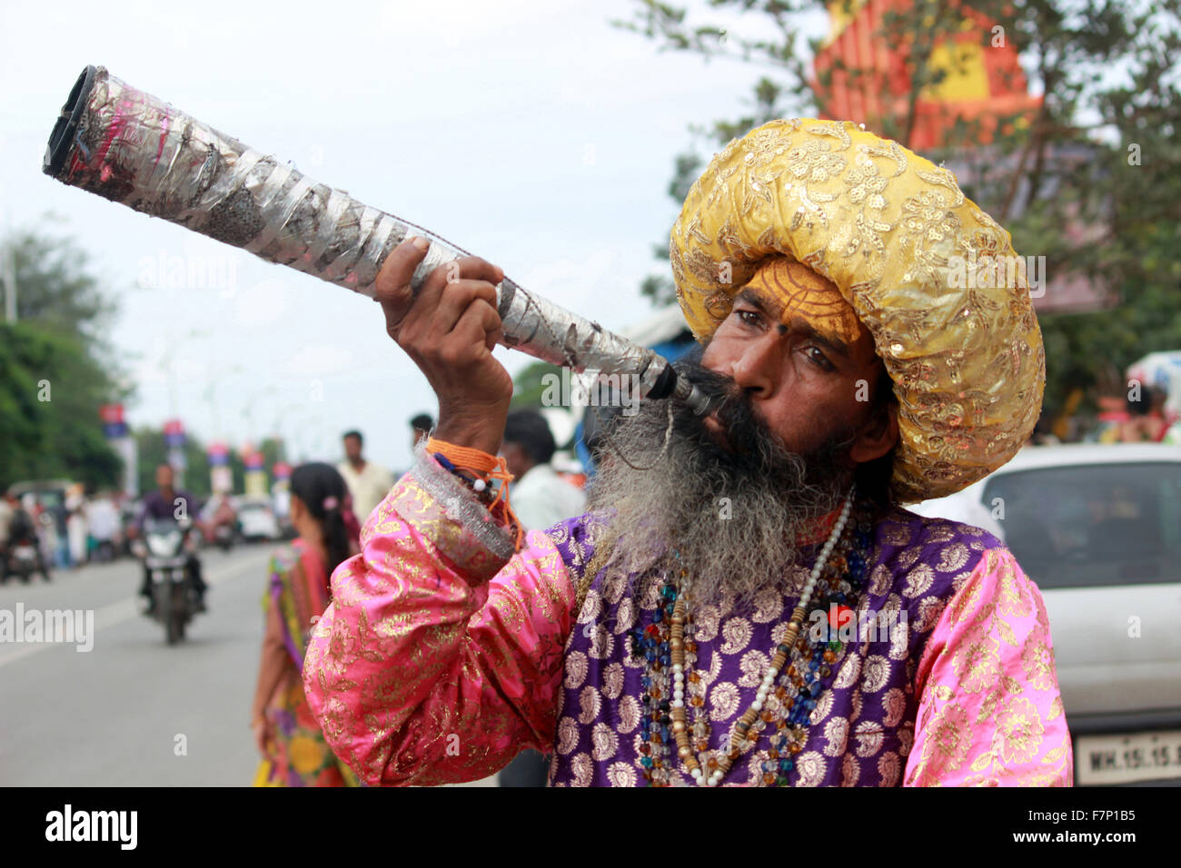 Sadhu Maharaj with his musical instrument Kumbh Mela, Nasik ...