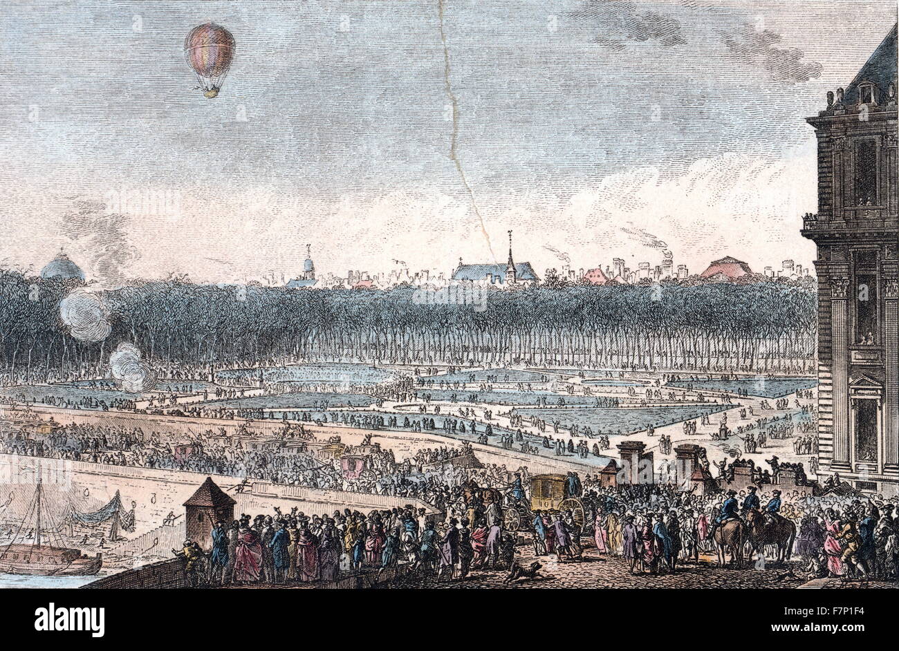 December 1 1783 in the first hydrogen balloon flight hi-res stock ...