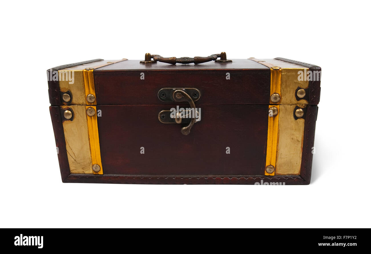Front view of a treasure chest on a white background with clipping path ...