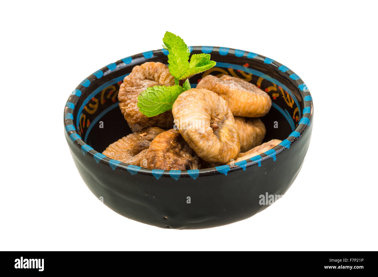 Dried Fig with mint isolated Stock Photo - Alamy