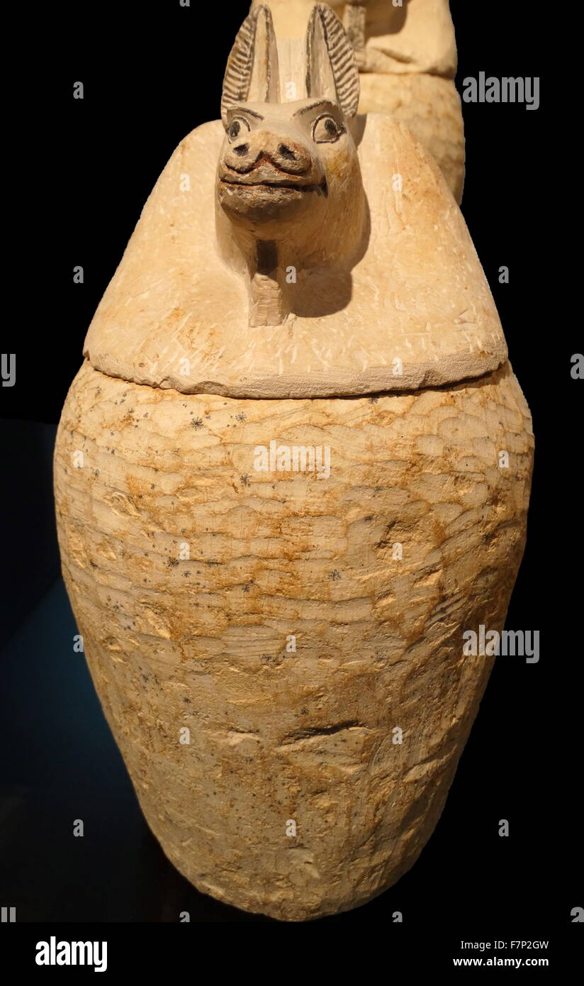 Ancient Egyptian funerary urn or Canopic jar 26th Dynasty, 664-525 BC ...