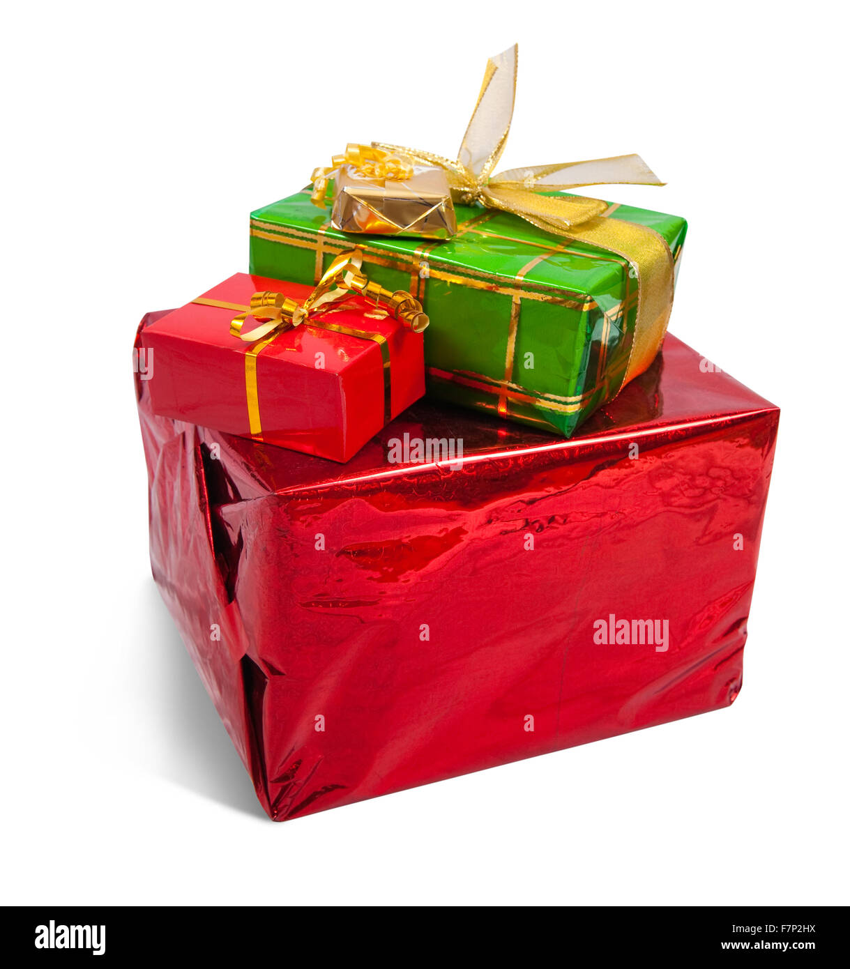 Few colored gift boxes on white background. Isolated Stock Photo - Alamy