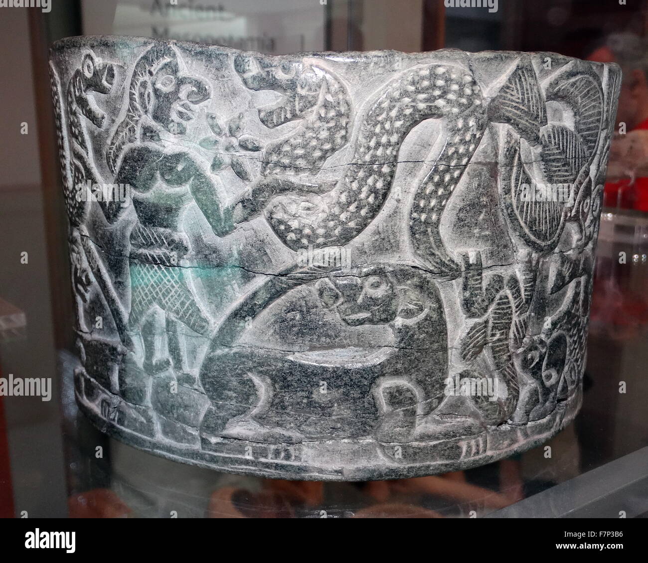 Chlorite vessel with mythological scene, from Iran. Dated Early ...