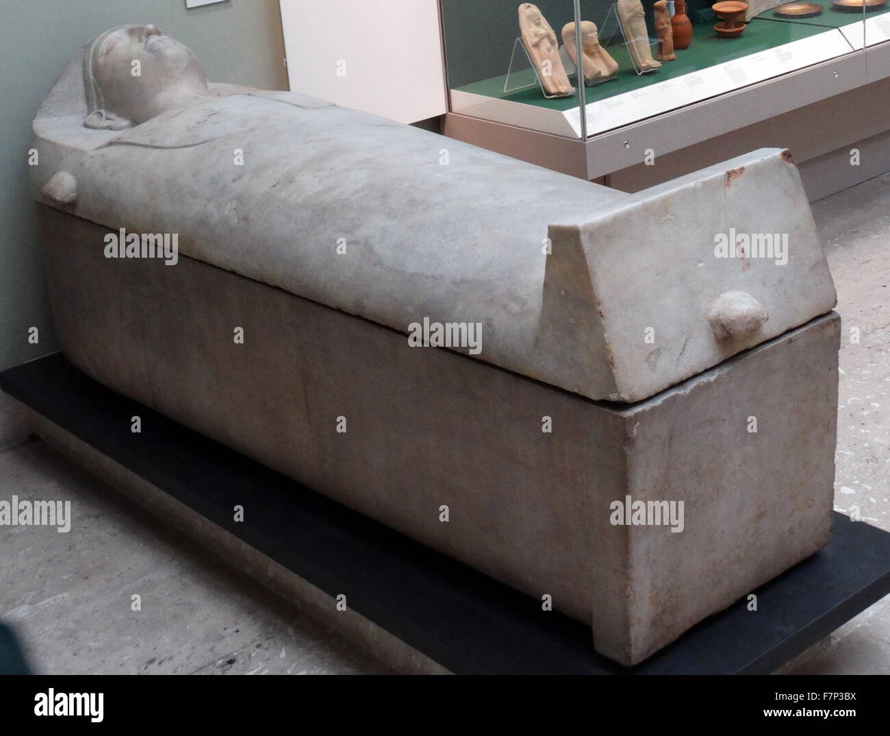 White marble anthropoid Phoenician Coffin in Greco-Egyptian style ...