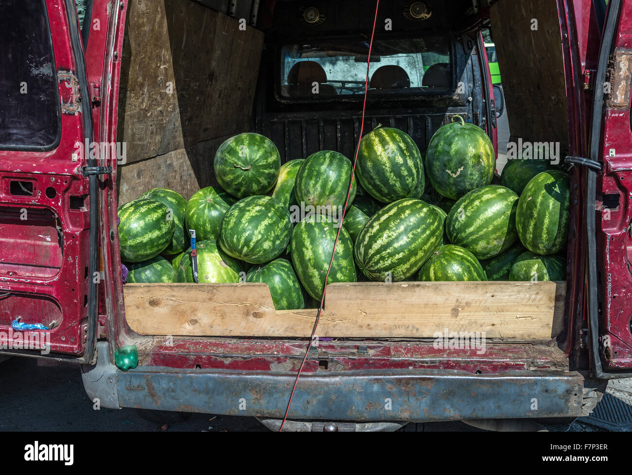 watermelons on a green market in Borjomi resort town, Samtskhe ...