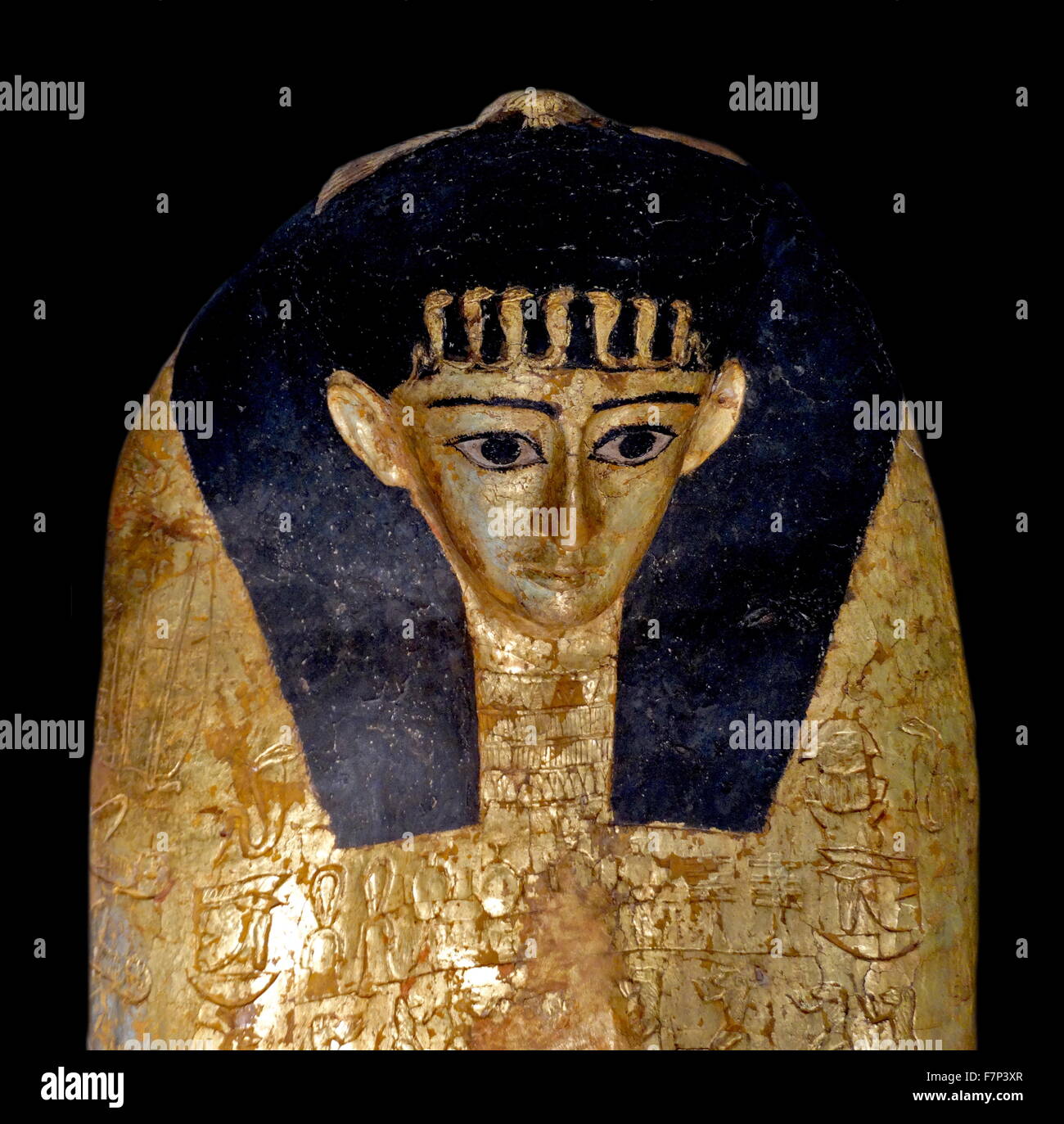 Egyptian mummy case (Coffin) designed to contain the entire contour of ...