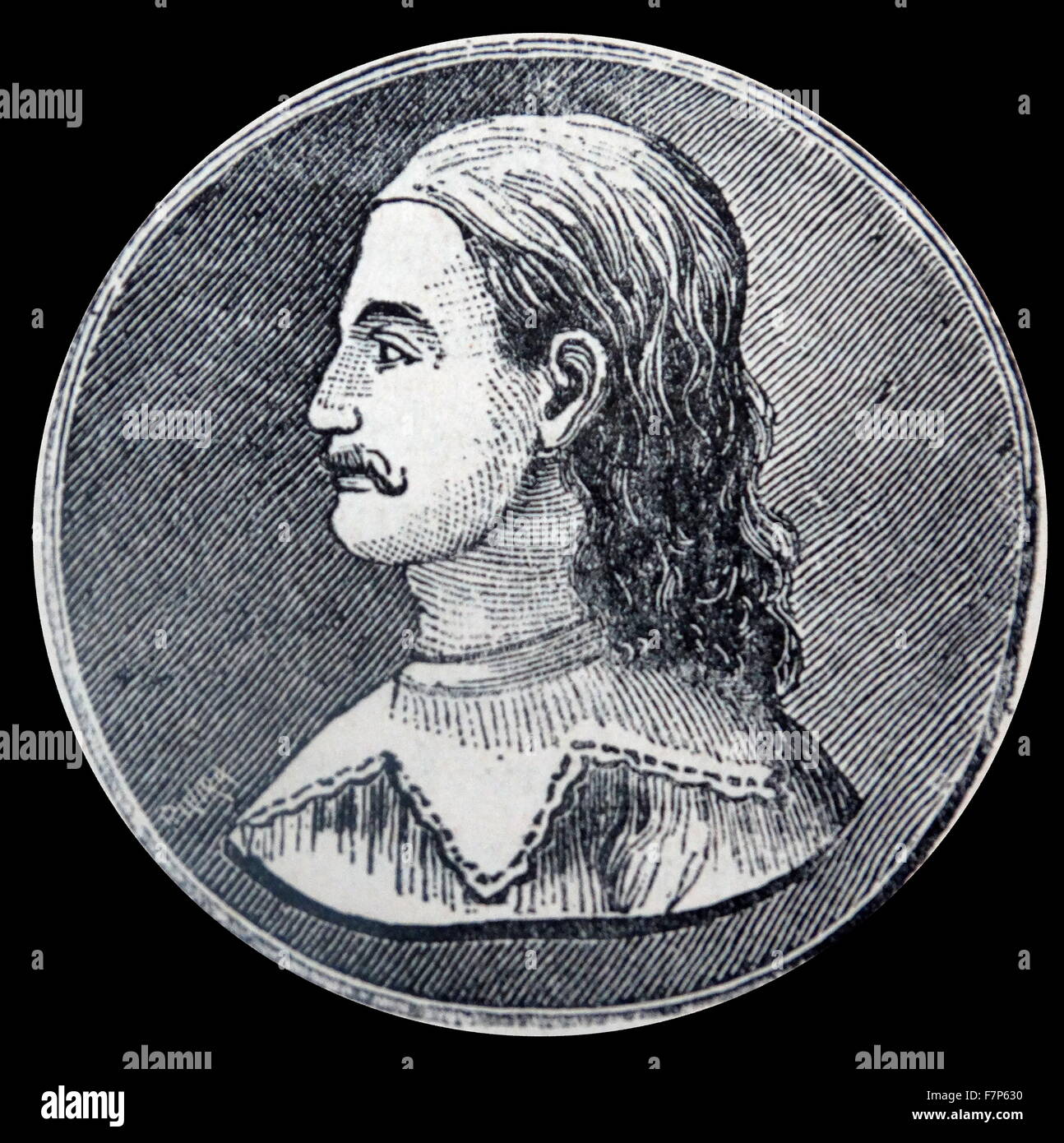 Engraving depicts Gregorio Vásquez (1638-1711) a Colombian painter ...