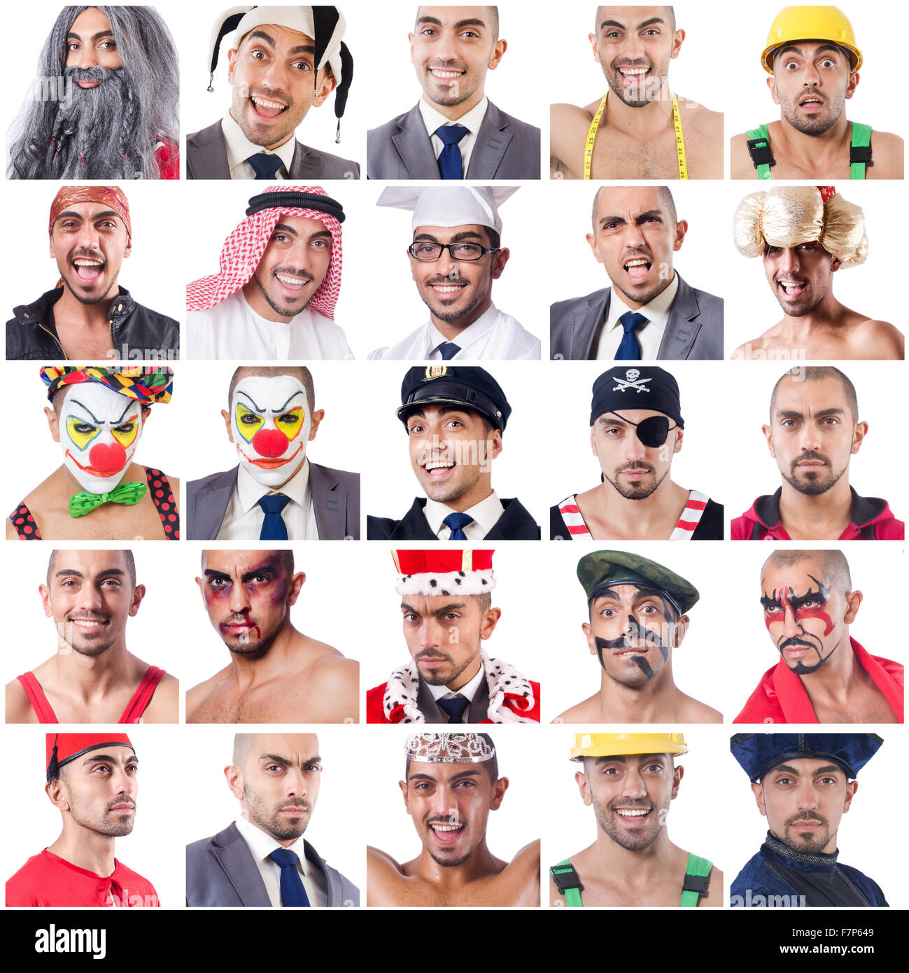 Collage of many faces from same model Stock Photo - Alamy