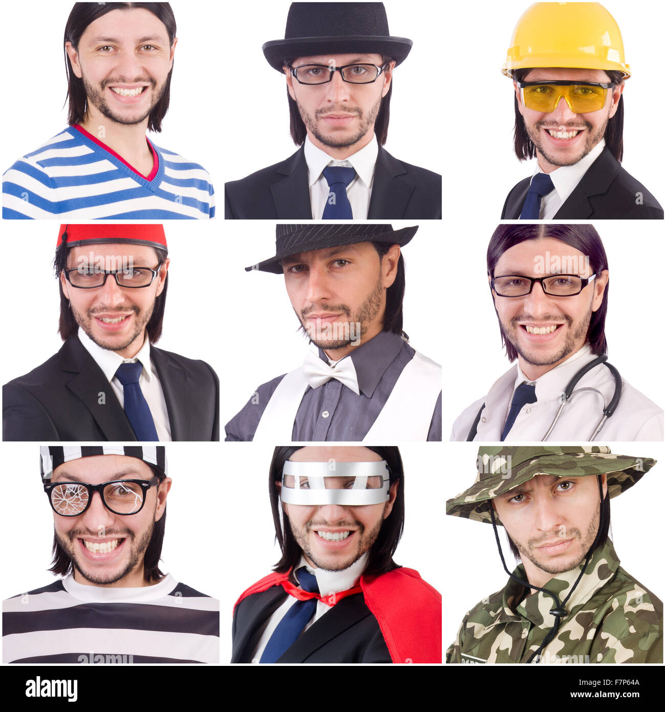 Collage of many faces from same model Stock Photo - Alamy