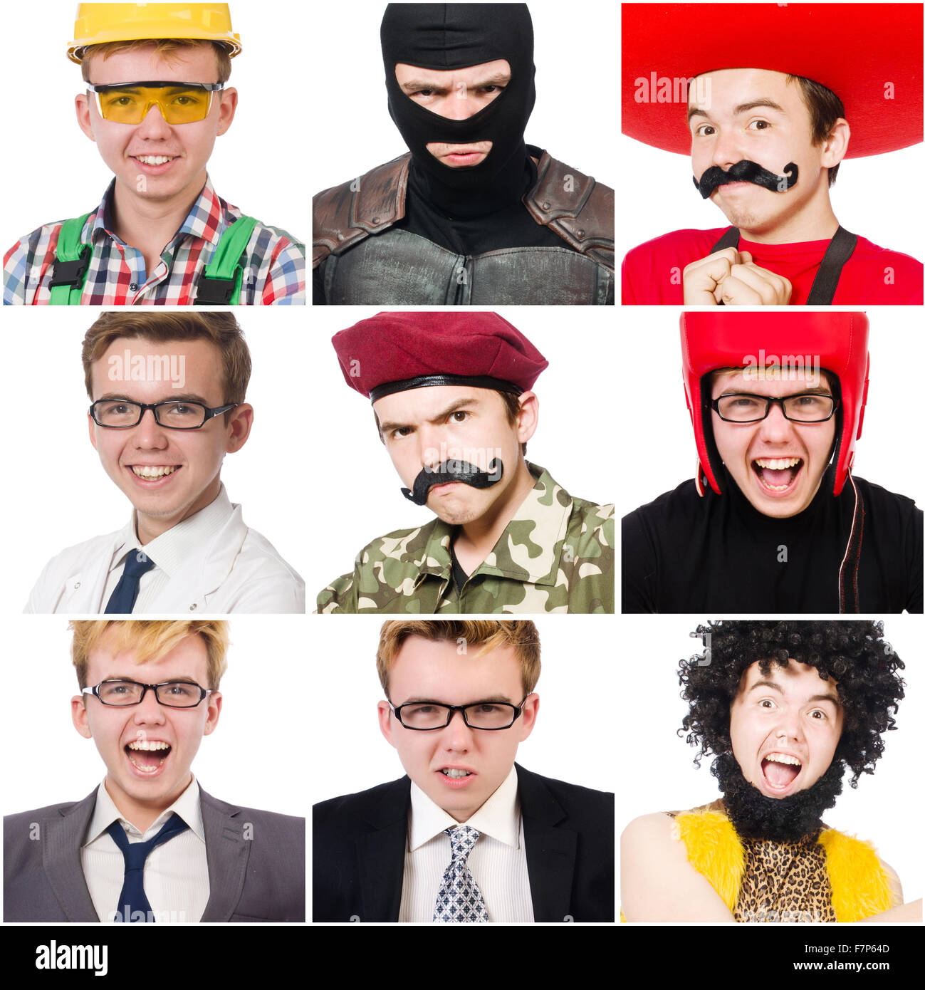 Collage of many faces from same model Stock Photo - Alamy