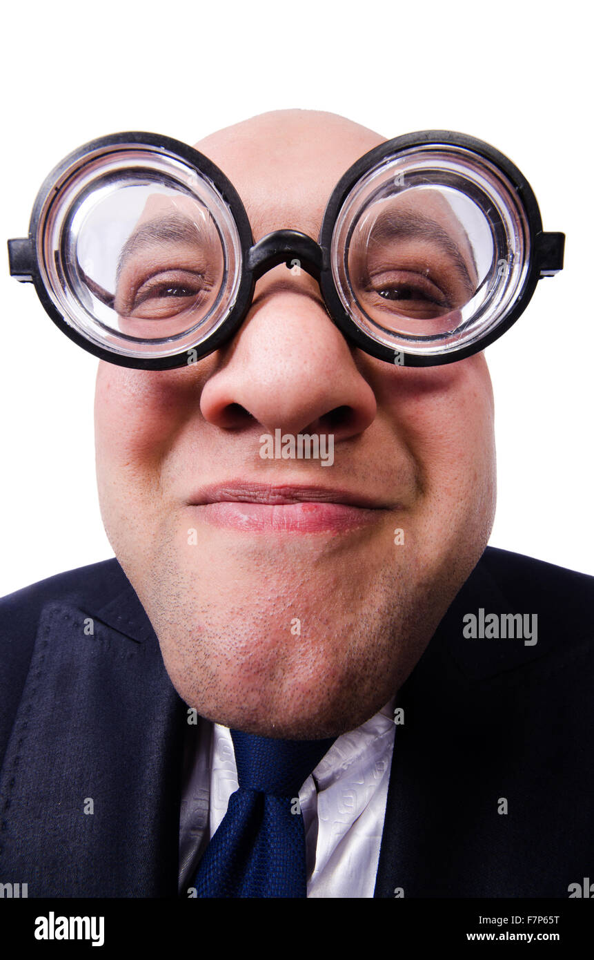 Funny man with glasses isolated on white Stock Photo - Alamy