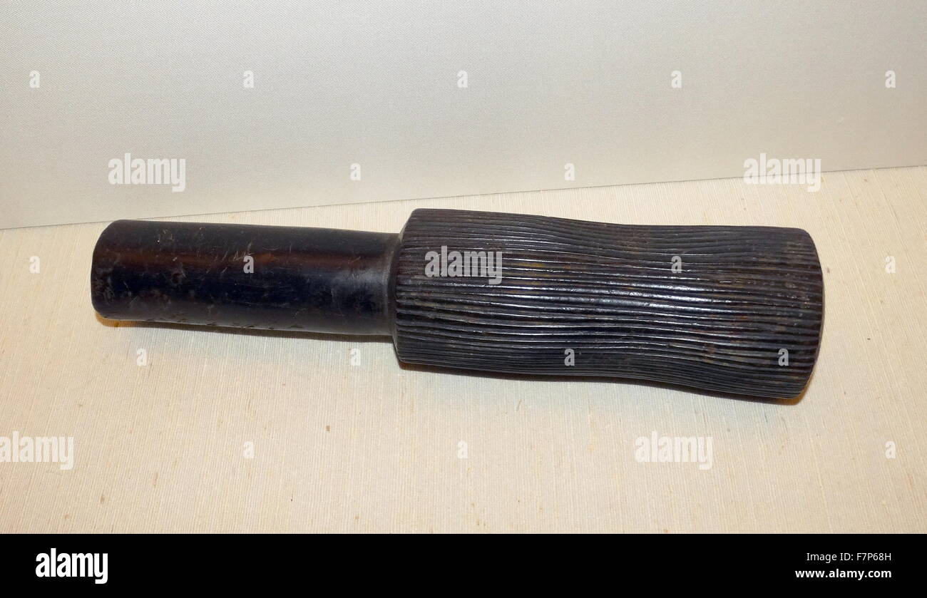 Bark cloth beater from Bugotu, Isabel, Solomon Islands. Dated 1901 ...