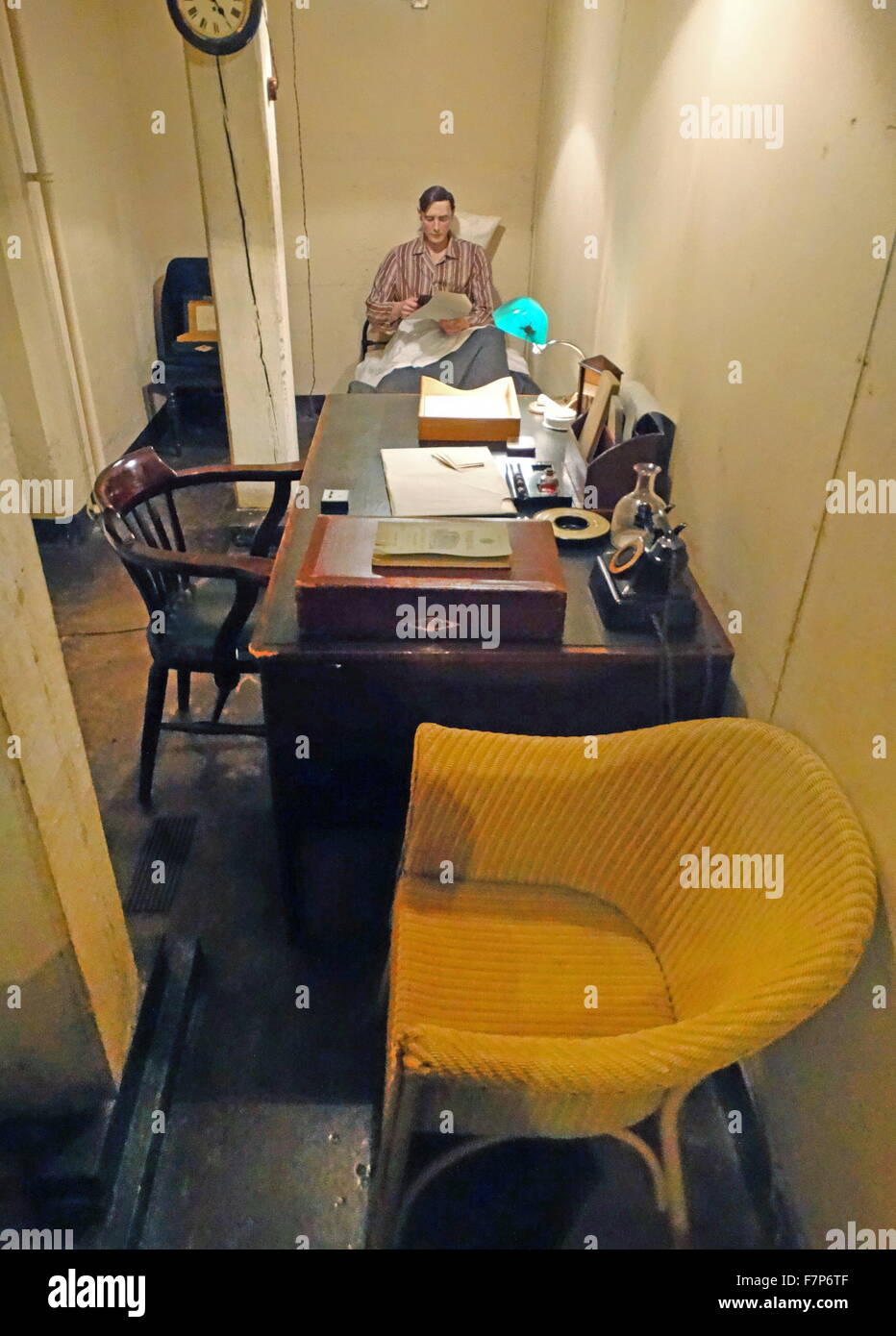 bedroom with desk and telephone in the Cabinet war rooms bunker, London ...