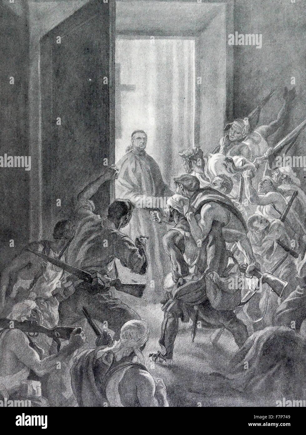 Catholic priest mobbed by an anarchist riot in the Spanish Civil War ...