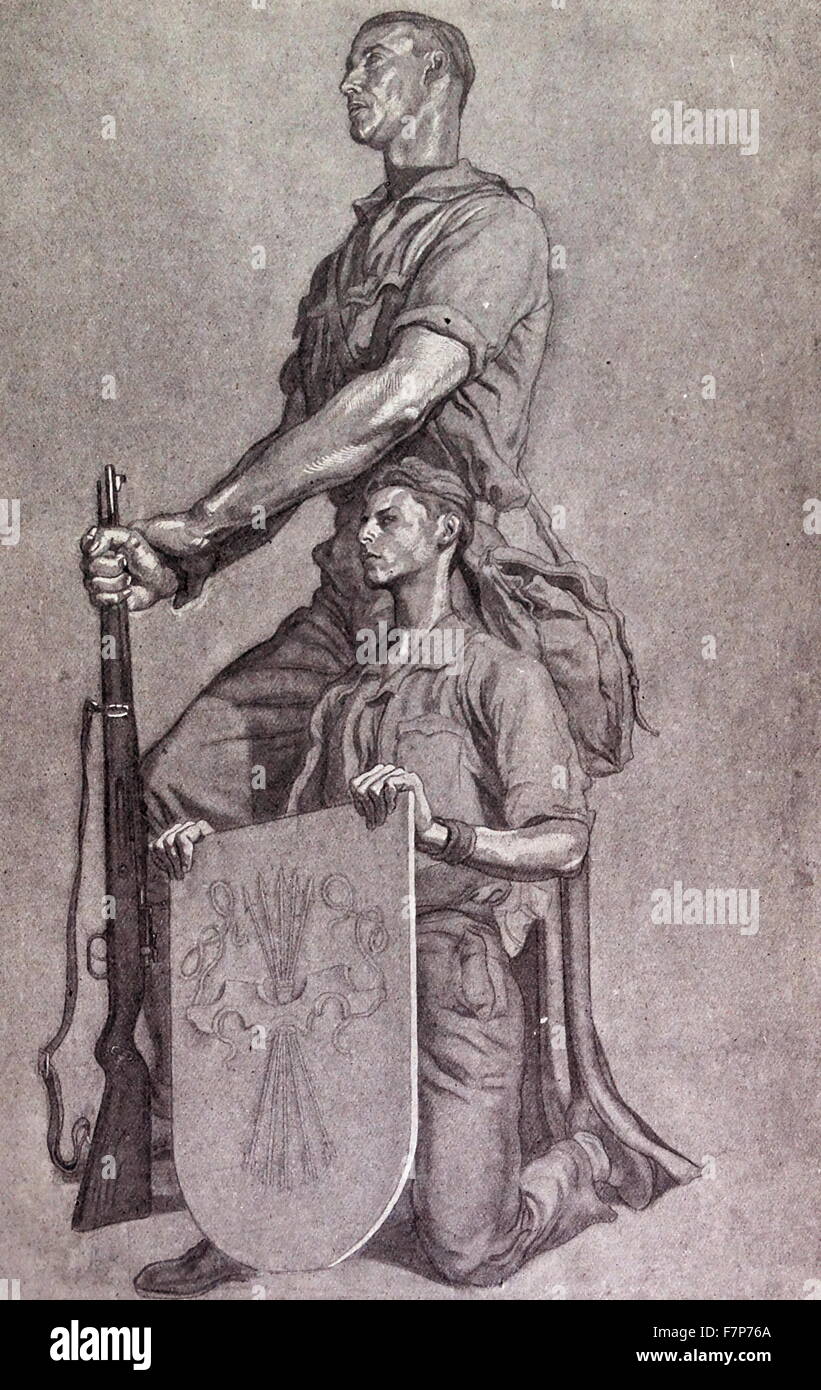 Falangist Propaganda painting during the Spanish Civil War. By Carlos ...