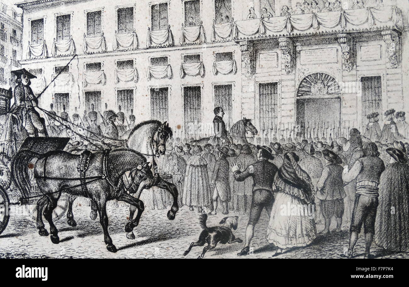 Illustration depicting the entrance of French soldiers into Madrid ...
