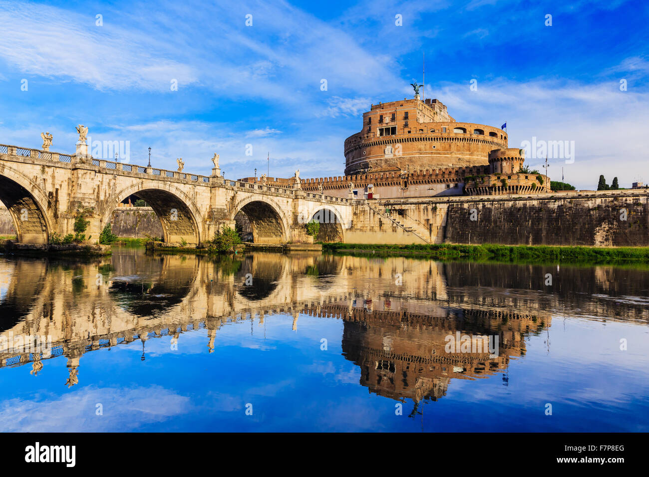 Rome, Italy. Castle Sant Angelo, bridge and Tiber river Stock Photo - Alamy