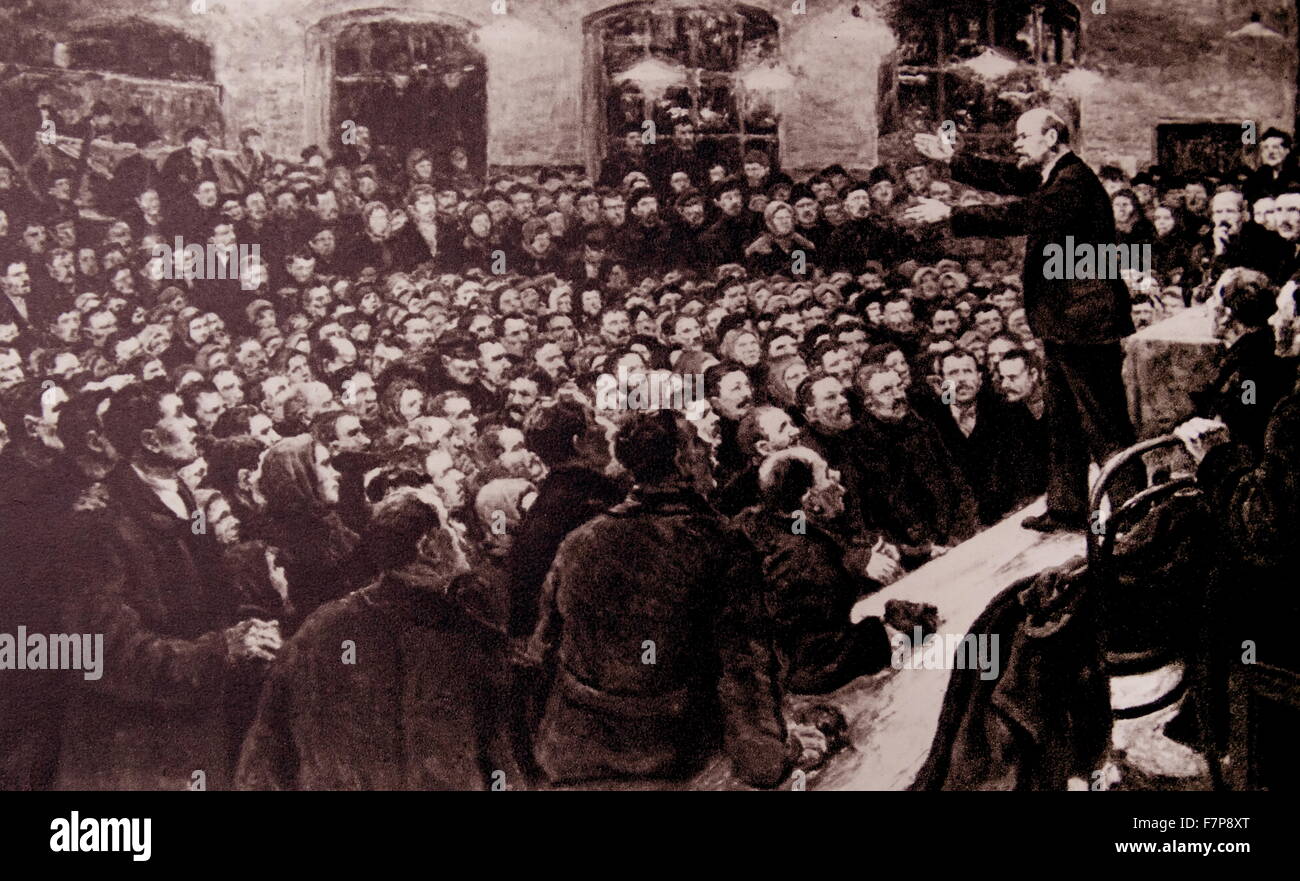 Vladimir Ilyich Lenin (1870-1924) addressing a workers’ meeting - 1921 ...