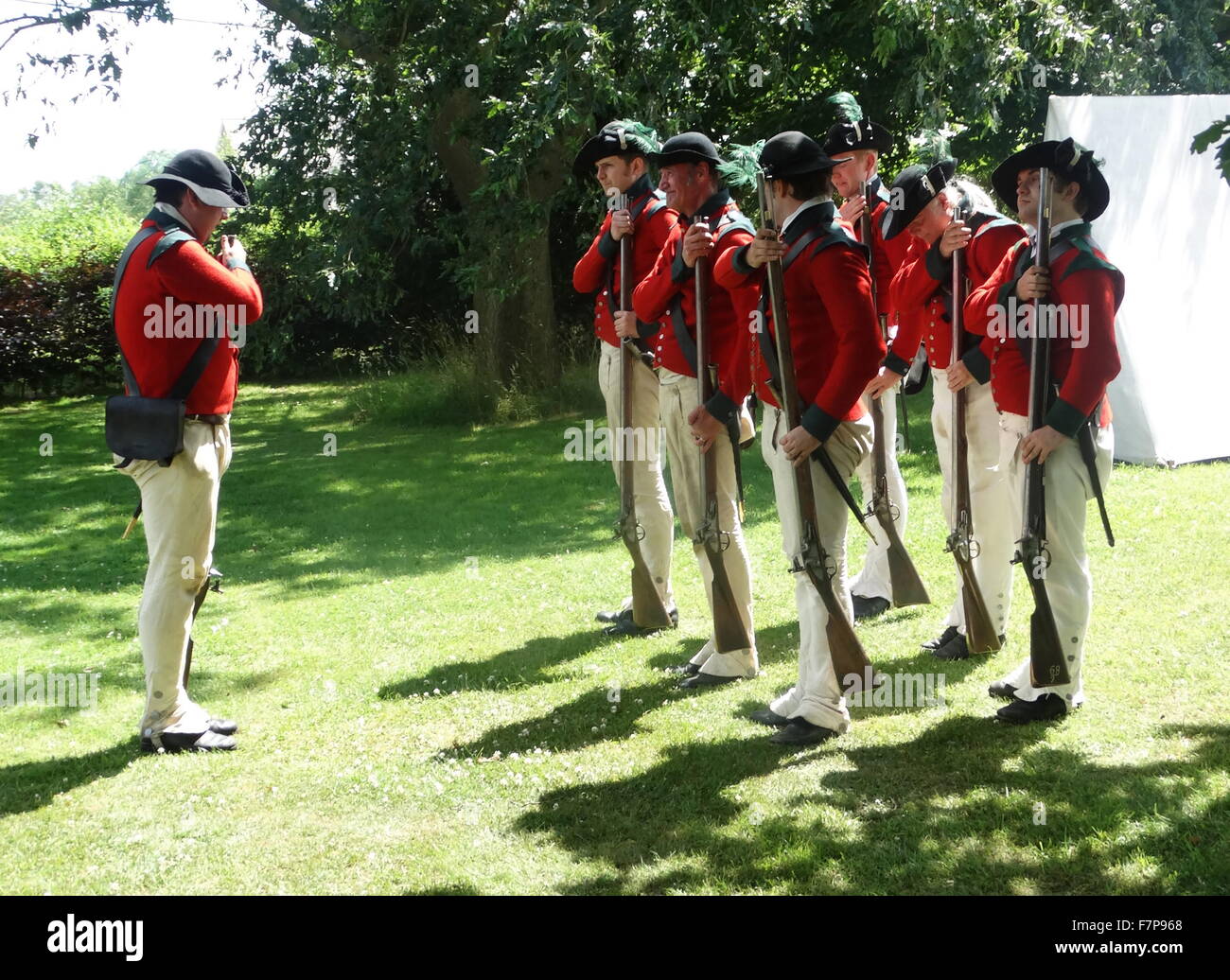 Re-enactment soldiers of the British Colonial Army in America during ...
