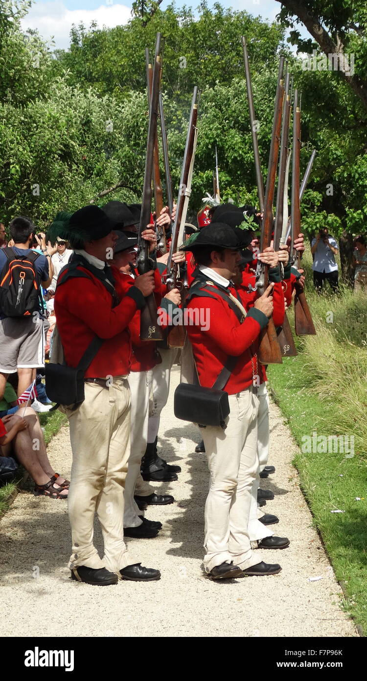 Re-enactment soldiers of the British Colonial Army in America during ...
