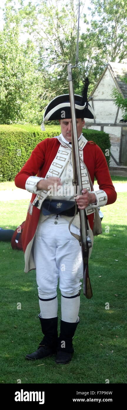 Re-enactment soldiers of the British Colonial Army in America during ...