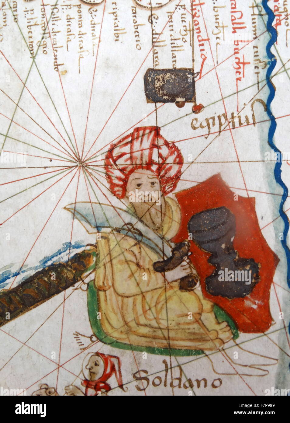 Renaissance map of Europe, Jacopo Russo, 1528, detail, showing the ...