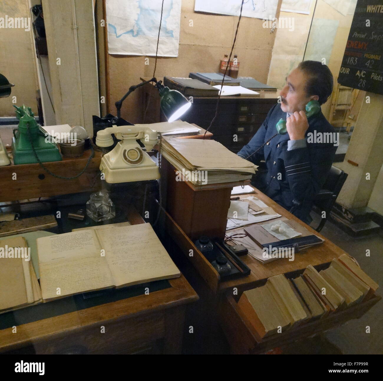 telephones used in the Cabinet war rooms bunker, London; England. The ...