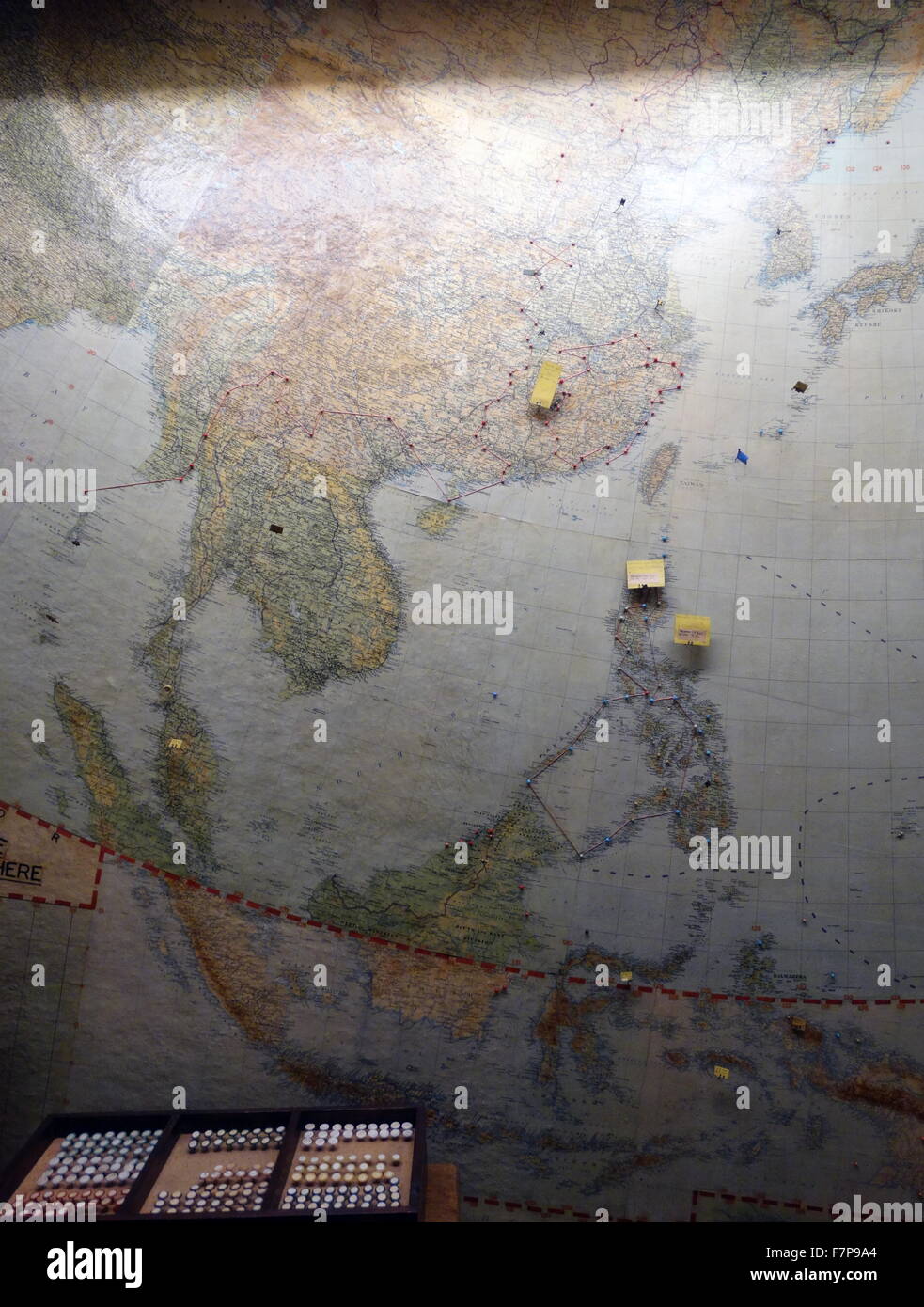 Map Room in the Cabinet war rooms bunker, London; England. The War ...